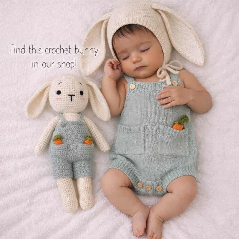 Knitted Henry Bunny Bonnet – Olive and Cradle